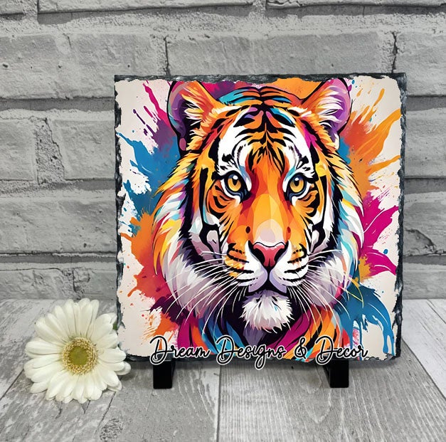 Tiger Watercolour- 20cm Slate Rock with Stands - copy | Dream Designs ...